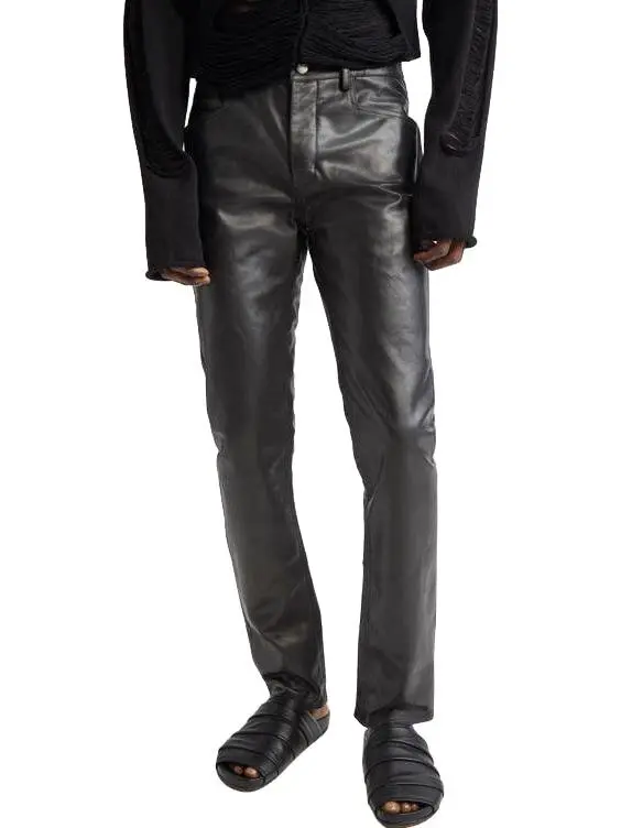 Rick Owens Tyrone Skinny Fit Leather Jeans - Black