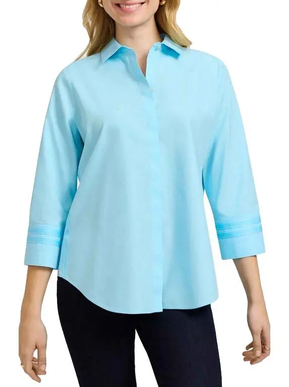 Foxcroft Brooke Grosgrain Trim Shirt - Soft Aqua