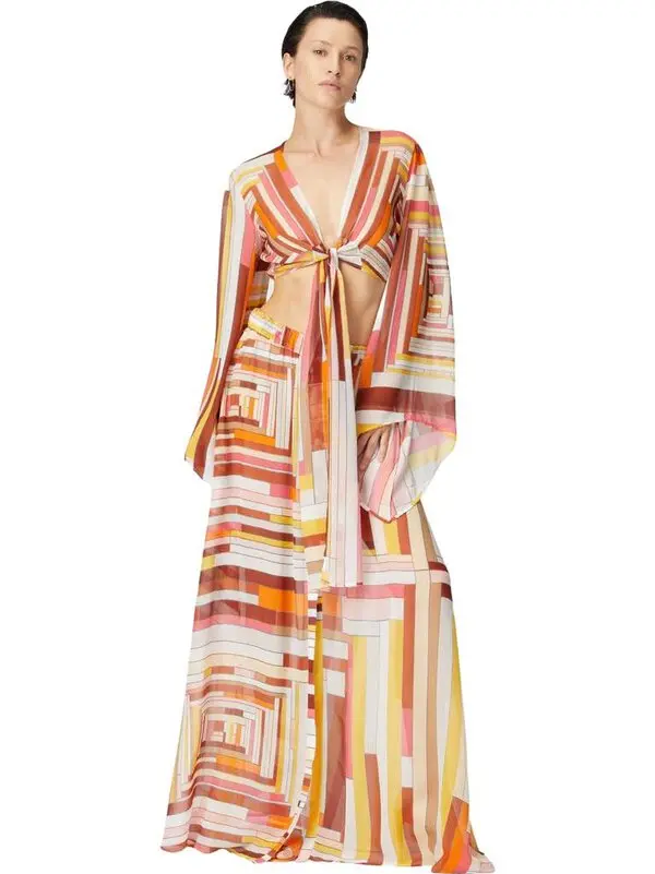Missoni Printed Silk Crop Top With Wide Sleeves - Multicoloured