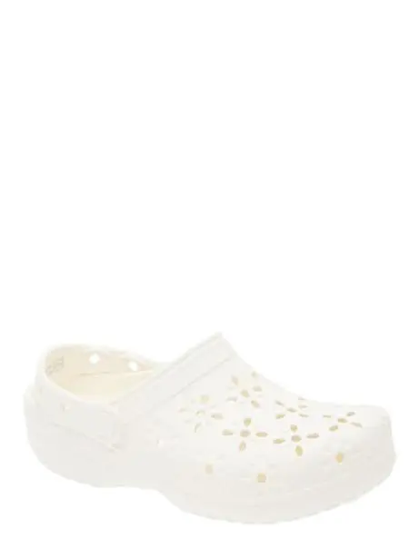 CROCS Classic Floral Cutout Clog - Chalk