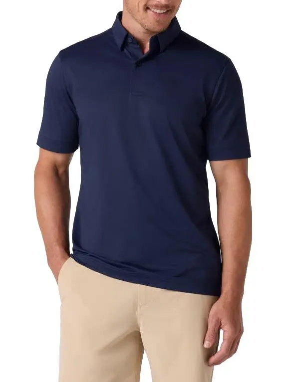 Mizzen+main Halyard Trim Fit Print Polo - Navy