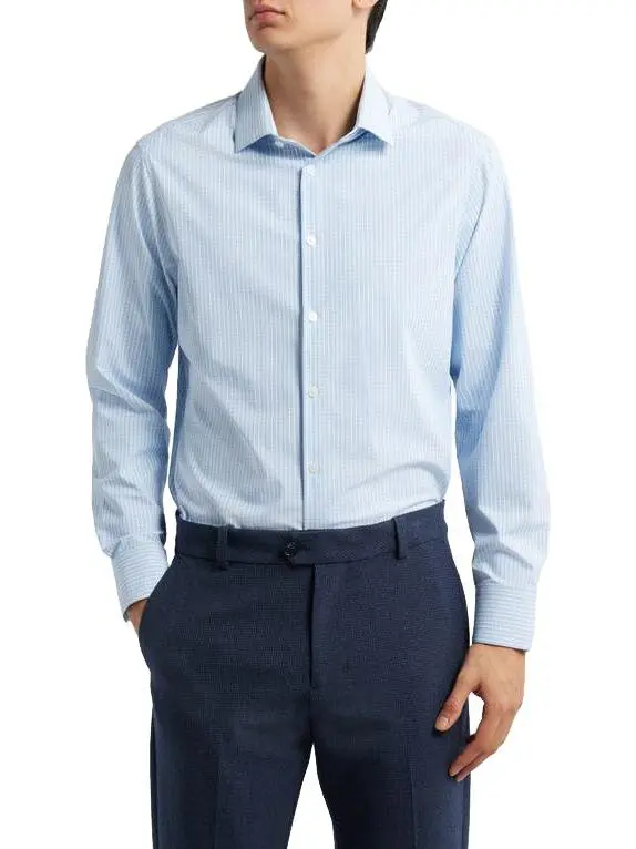 Mizzen+main Leeward Trim Fit Button-up Shirt - Cornflower Winston Check
