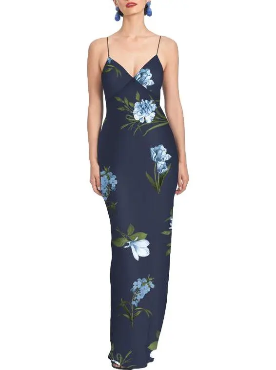 Sachin & Babi Alta Floral A-line Gown - Night Sky Blue Oculata
