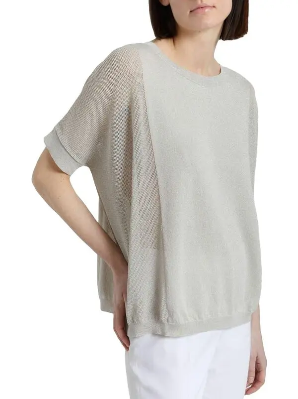 Santorelli Levi Short Sleeve Knit Top - Beige