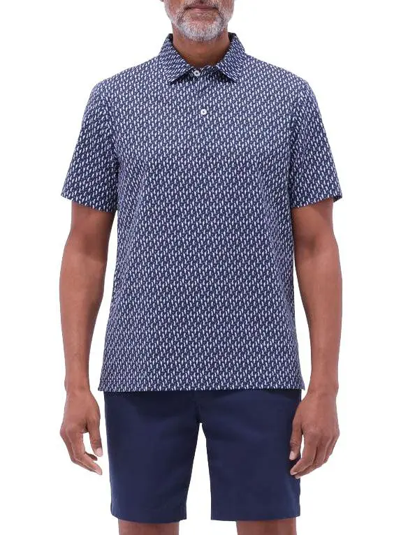 Bugatchi Victor Ooohcotton® Golfer Print Polo - Navy
