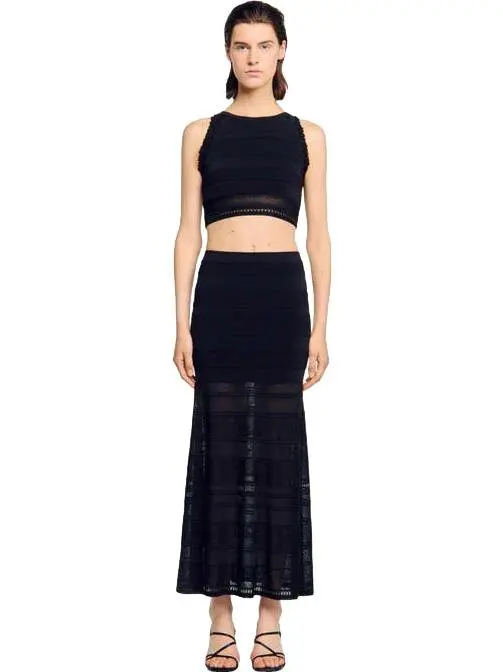 Sandro Sleeveless Cropped Sweater - Black
