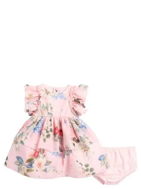 PIPPA & JULIE Rylie Floral Organza Dress With Bloomers - Pink