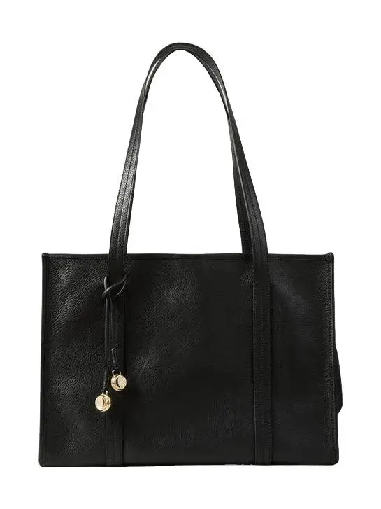 Sandro Soft Leather Tote Bag With Charms - Black