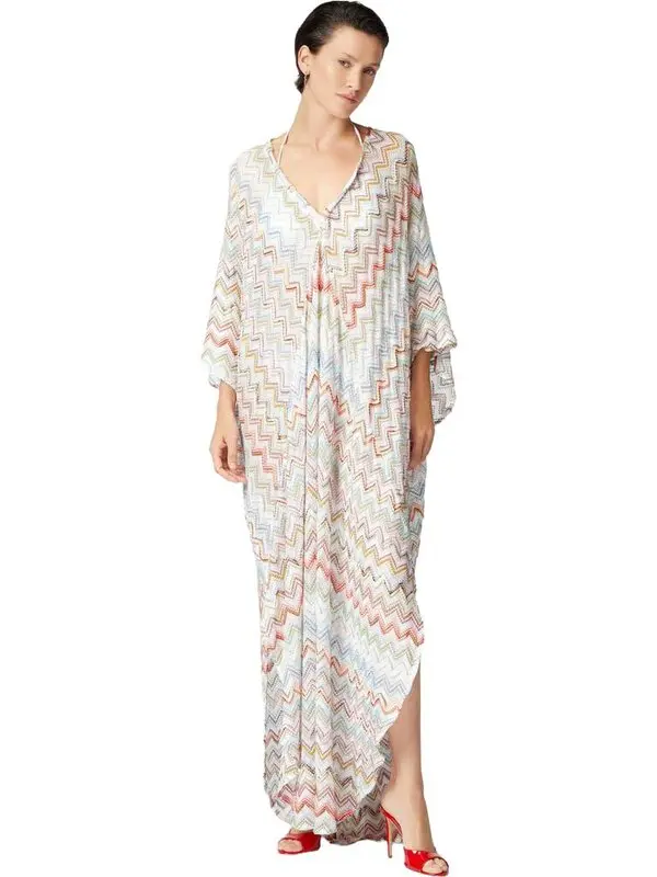 Missoni Long Kaftan With 3d Zig Zag Lamé And Batwing Sleeves - Multicoloured