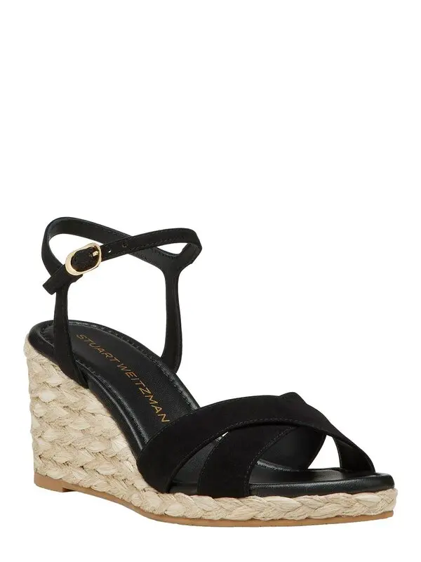 STUART WEITZMAN Dayna Espadrille Wedge Sandal - Black/natural
