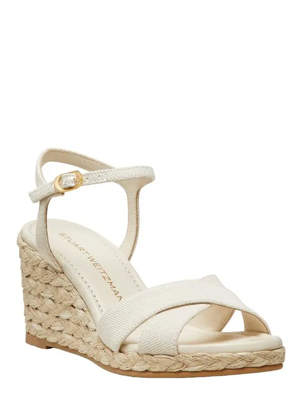STUART WEITZMAN Dayna Espadrille Wedge Sandal - Linen/ Natural Suede