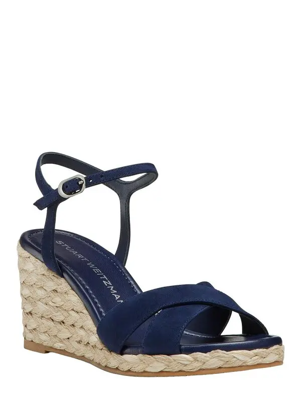 STUART WEITZMAN Dayna Espadrille Wedge Sandal - Nice Blue/natural