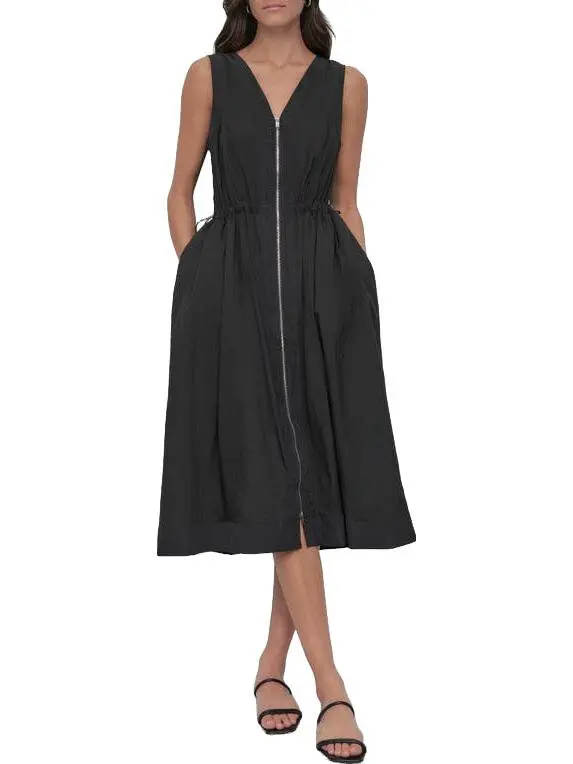 Dkny Toggle Waist Nylon Midi Dress - Black