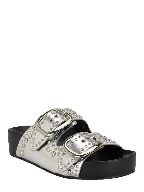 Nine West Flinne Studded Platform Sandals - Silver