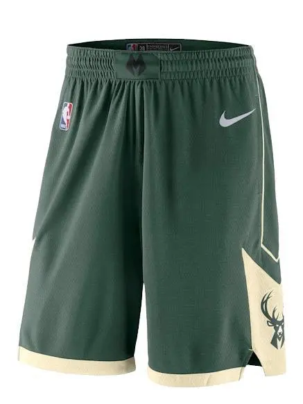 Nike Nba Swingman Milwaukee Bucks Icon Edition Shorts - Green/white/cream