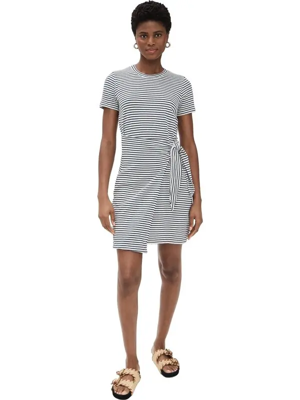 Rails Edie Stripe Wrap Mini Dress - Ivory Navy Micro Stripe