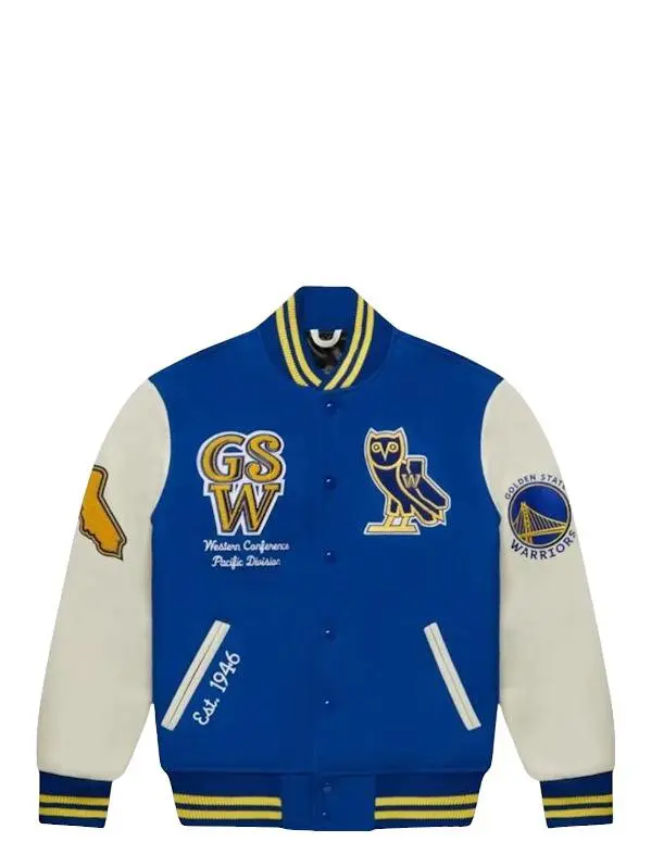 OVO X Nba Golden State Warriors Varsity Jacket - Blue