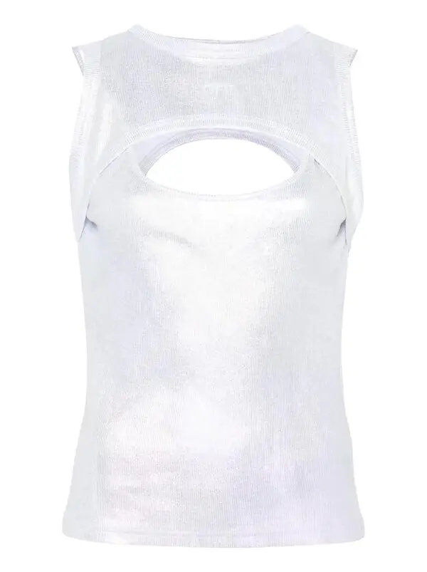 Off-White Coated Ribbed Tank Top - Silver