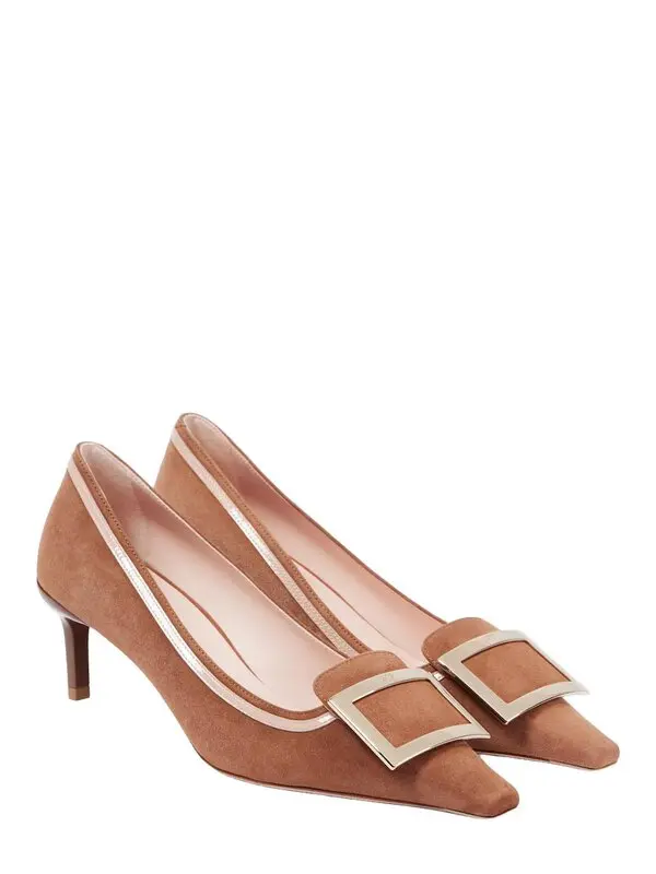ROGER VIVIER Viv' Canard 55 Buckle Suede Pumps - Brown