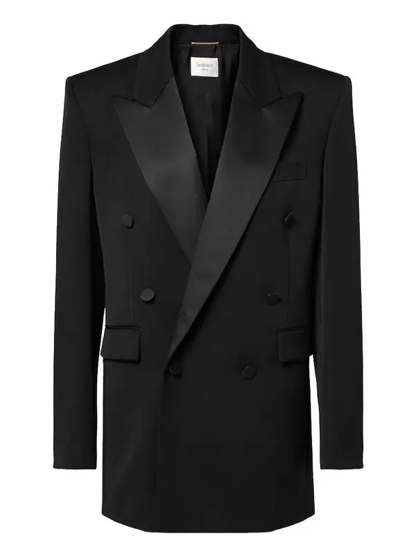 Saint Laurent Satin-trimmed Wool Tuxedo Jacket - Black