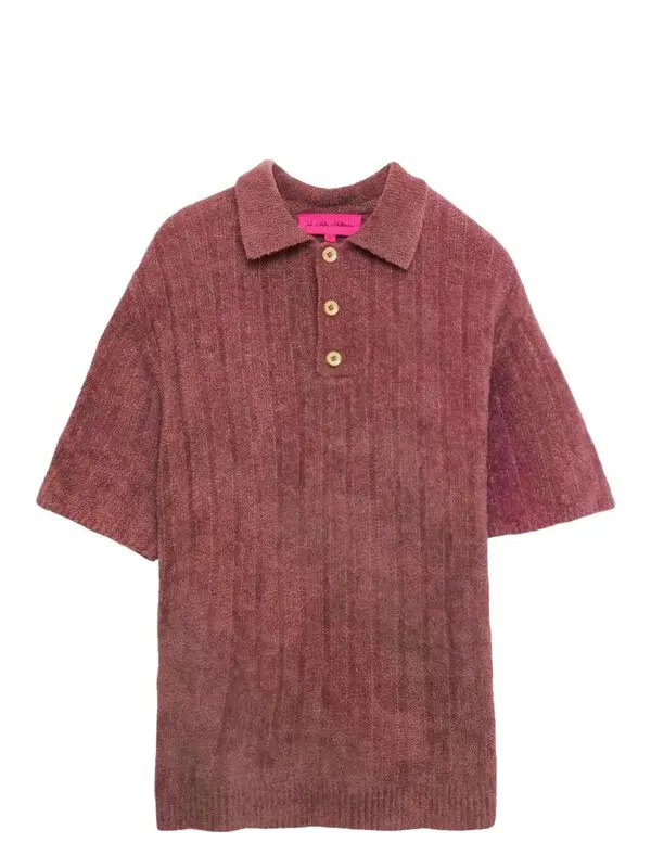 THE ELDER STATESMAN Chenille Polo Shirt - Red