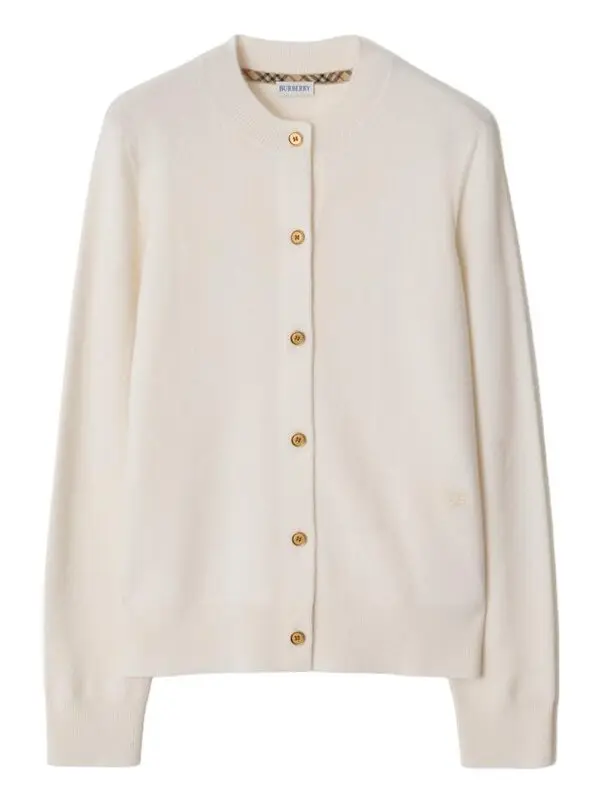 Burberry Cashmere Blend Cardigan - Chalk