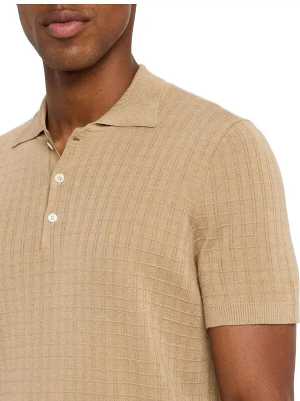 Canali Apos;s Grid Jacquard Knit Polo - Brown