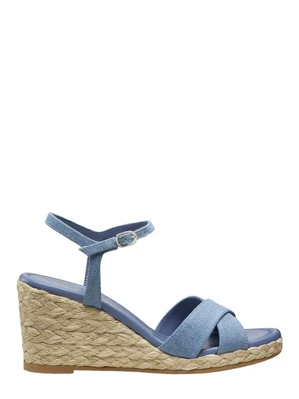 STUART WEITZMAN Dayna Denim Espadrille Wedges - Washed/natural