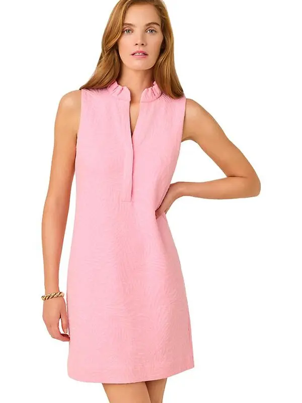 LILLY PULITZER Elsey Shift Dress - Conch Shell Pink Leafy Knit Pucker Jacquard