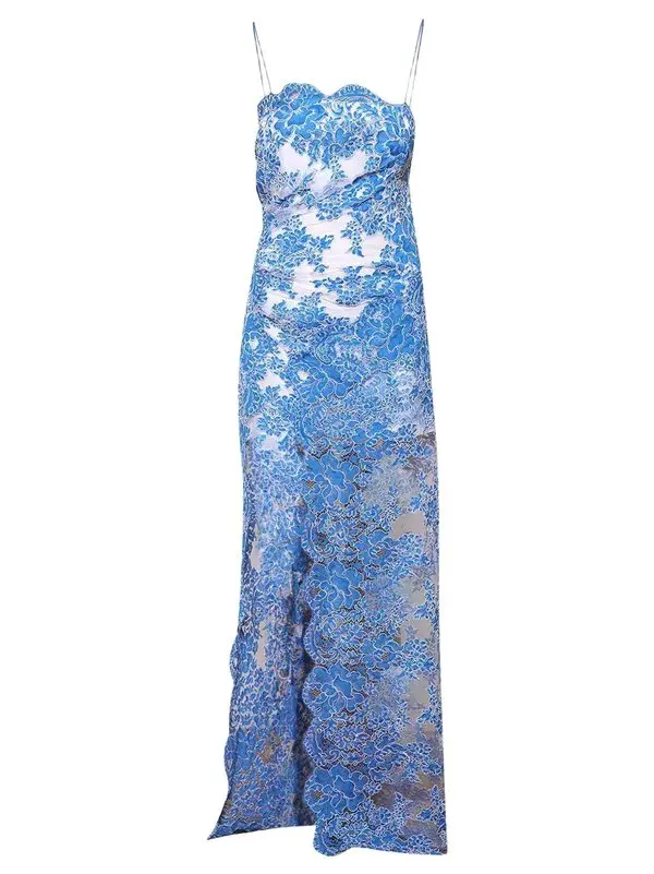 Christopher Esber Lace-appliqué Maxi Dress - Blue