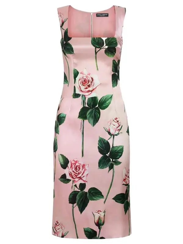 Dolce & Gabbana Floral-print Midi Dress - Pink