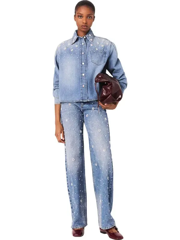 Maje Cotton Denim Shirt - Blue