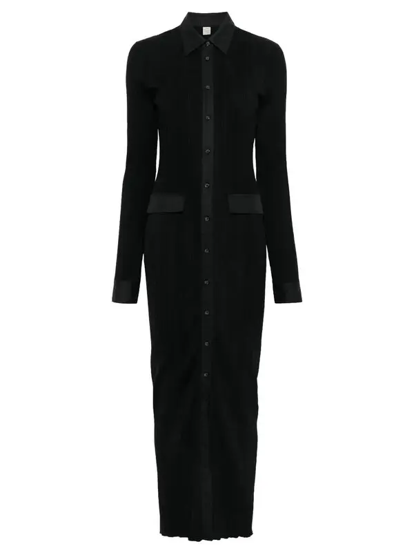 TOTEME Knitted Shirt Maxi Dress - Black