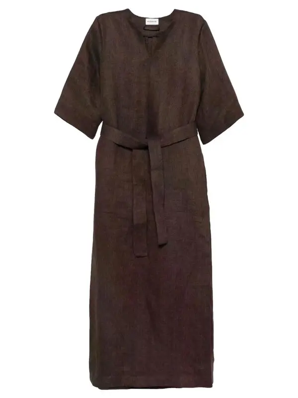 P.a.r.o.s.h Linen Maxi Dress - Brown