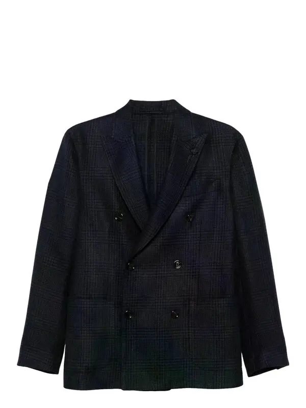 LARDINI Checked Blazer - Blue