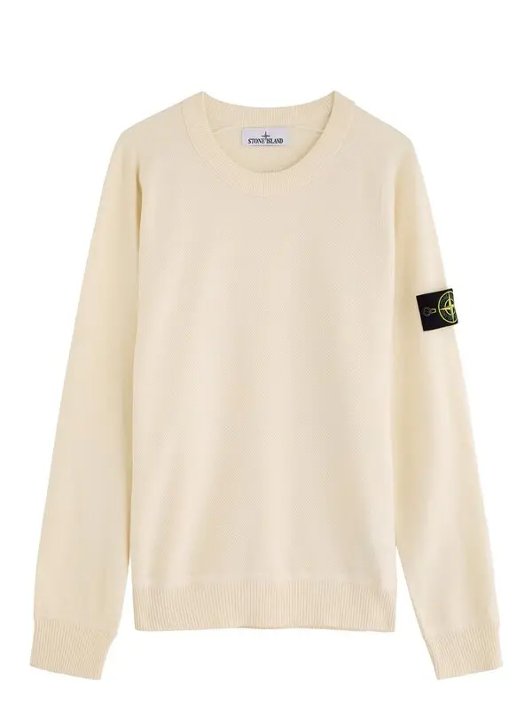Stone Island Badge Cotton Jumper - Ivory