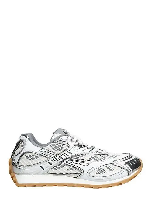Bottega Veneta Orbit Metallic Woven Low-top Trainers - Silver Com