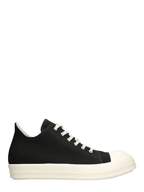 Rick Owens Contrast-toe Canvas Low-top Trainers - Blk/white