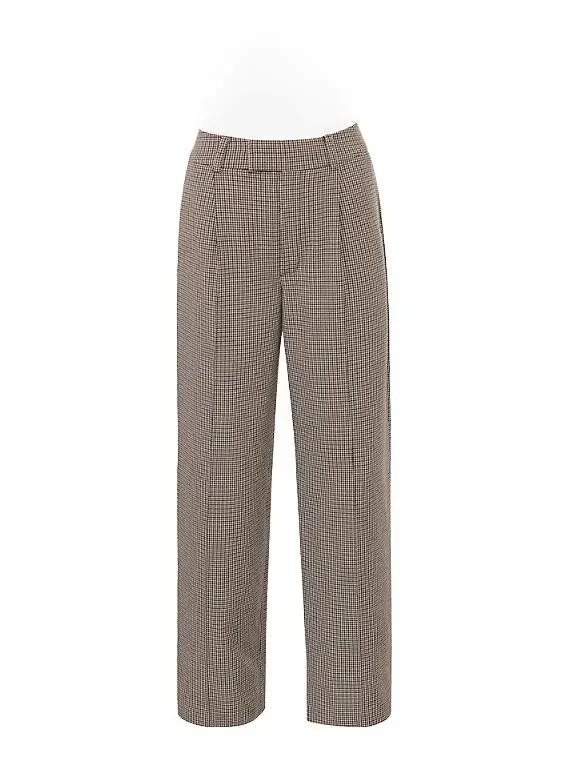 House Of Cb Checked Stretch-woven Trousers - Brown Puppytooth