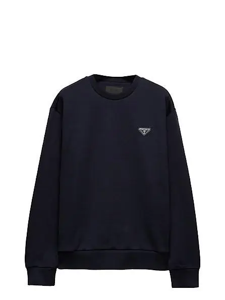Prada Logo-embellished Cotton Sweatshirt - Blue