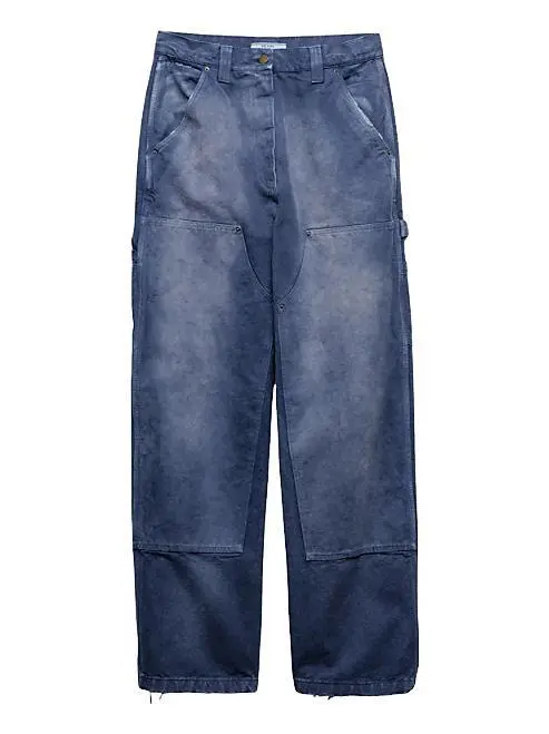 Prada Oversized Cotton Cargo Trousers - Blue