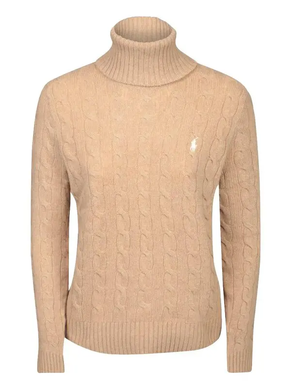 Polo Ralph Lauren Cable Knit High Neck Sweater - Beige