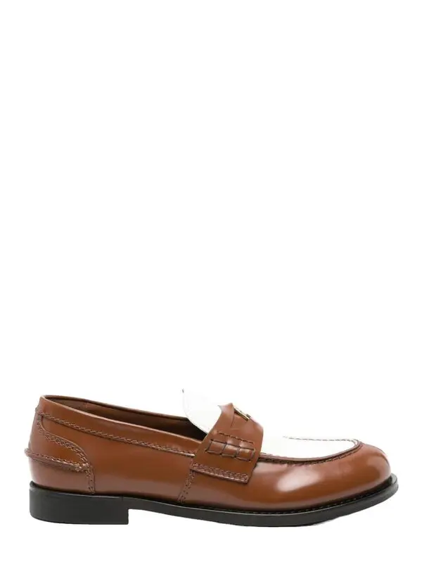 Miu Miu Spazzolato Loafers - Cognac+bianco