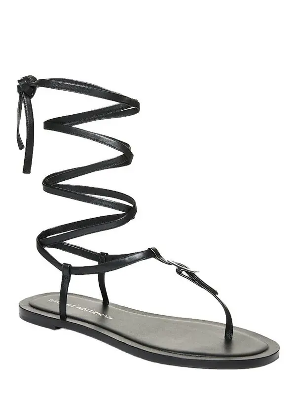 STUART WEITZMAN Lace-up Leather Sandals - Black
