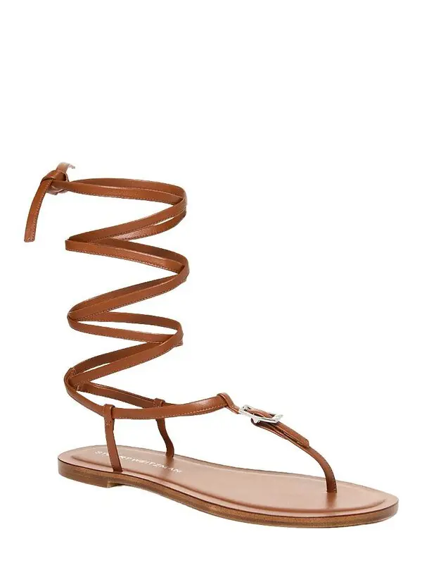 STUART WEITZMAN Lace-up Leather Sandals - Bridle Brown