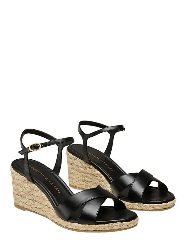 STUART WEITZMAN Dayna Espadrille Wedge Sandals - Black/natural