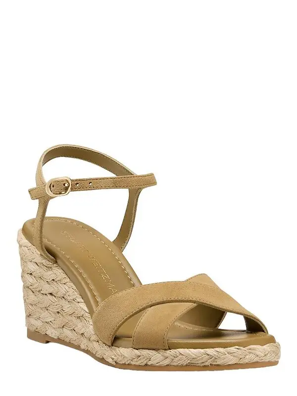 STUART WEITZMAN Dayna Espadrille Wedge Sandals - Golden Olive/natural