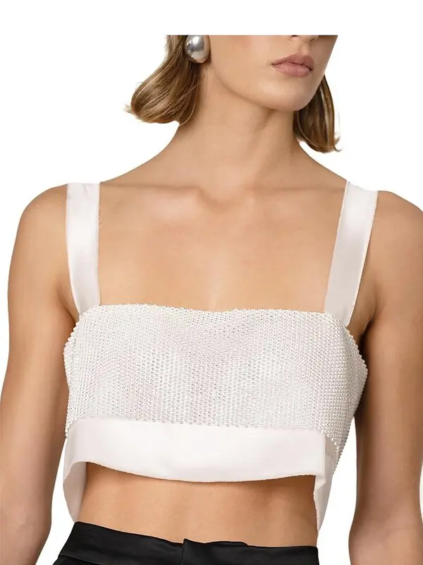 NONCHALANT LABEL Capri Embellished Cropped Top - White