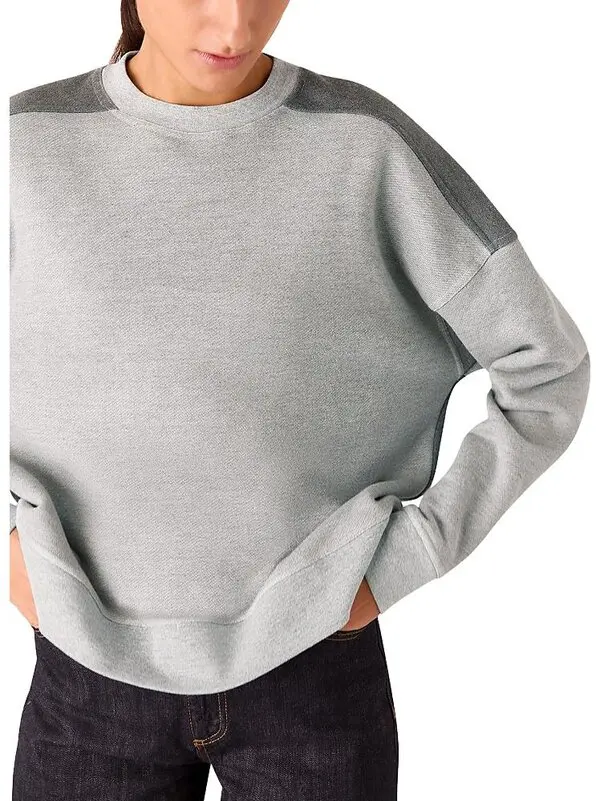 Whistles Colorblocked Sweater - Grey Marl