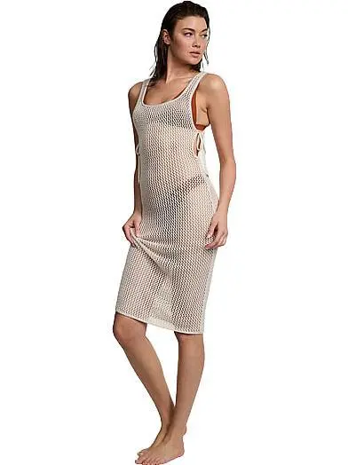 Victoria's Secret Swim Beachwear Crochet Midi Dress - Beige
